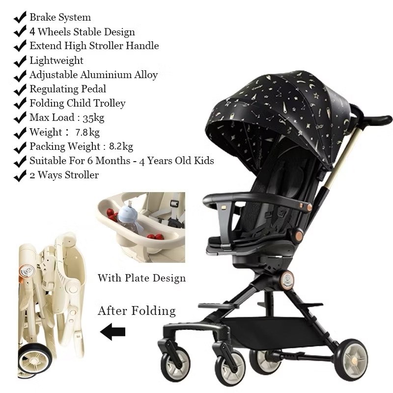 Baby Stroller Multipurpose Foldable Can Sit And Lie Two-Way Magic ...