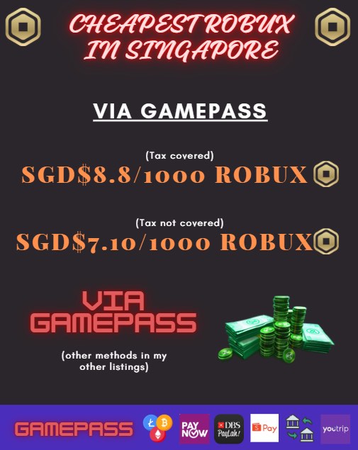 CHEAPEST ROBUX IN SINGAPORE! $8.80 TAX COVERED, Video Gaming, Gaming ...