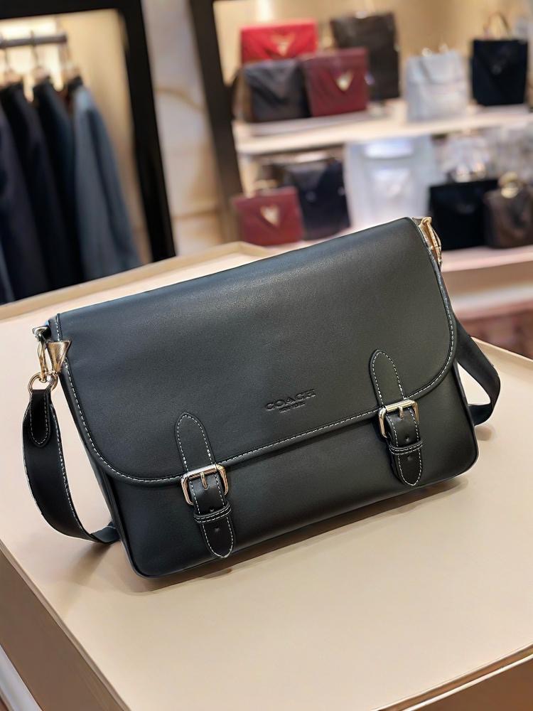 Coach New CAH92 CAH91 Men's HITCH Messenger Bag Crossbody Bag cowhide ...