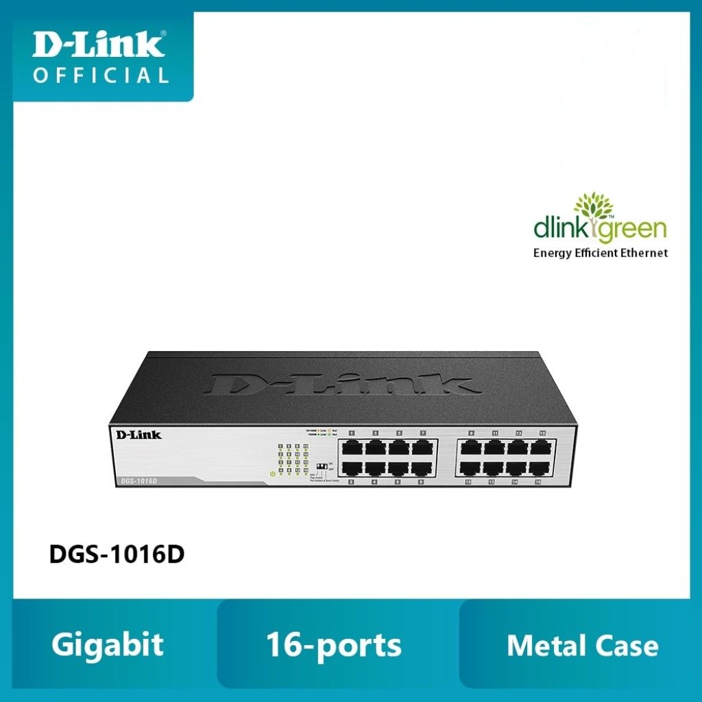 D-Link DGS-1016D 16-Port Gigabit Metal Rackmountable Unmanaged Desktop ...