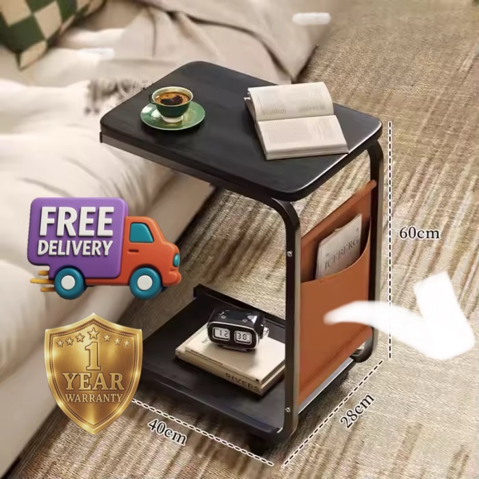 [FREE DELIVERY] Rolling Side Table | C Shape Sofa Table | Laptop Coffee ...