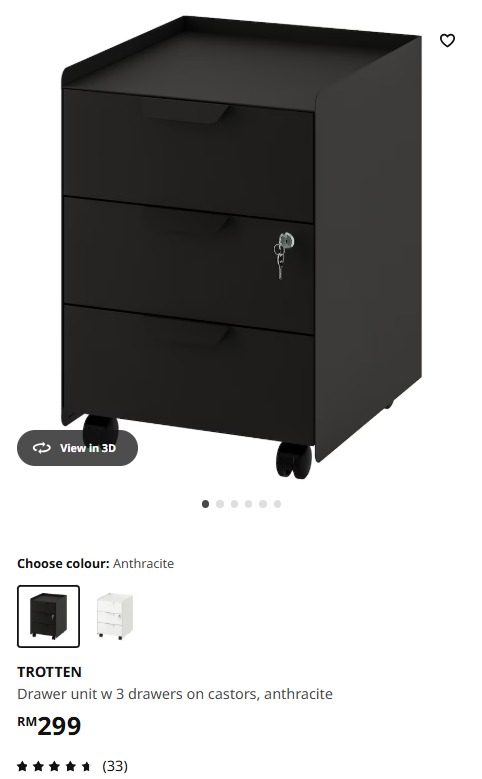 IKEA TROTTEN 3 Drawer Unit, Furniture & Home Living, Furniture, Shelves ...