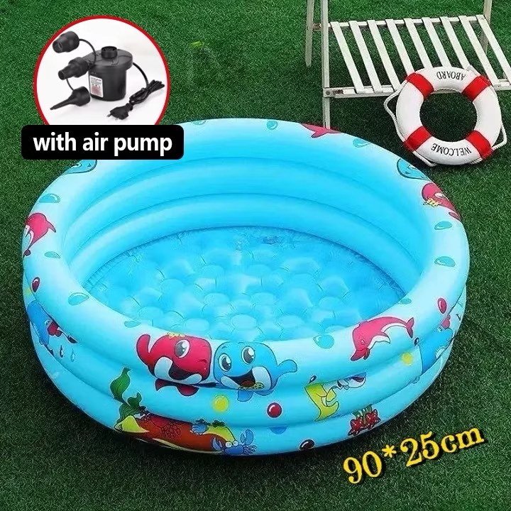 Inflatable Swimming Pool Kids Swimming Pool Air Pump Family Size ...