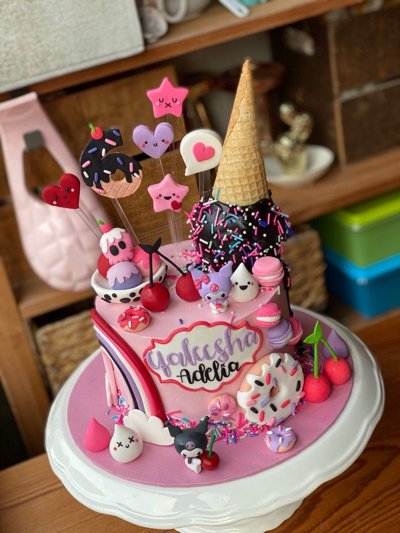 Kuromi sanrio characters japan anime birthday cake sweet dessert ...
