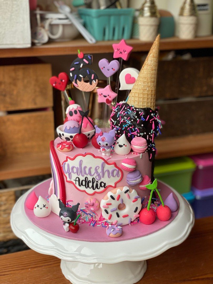 Kuromi sanrio characters japan anime birthday cake sweet dessert ...
