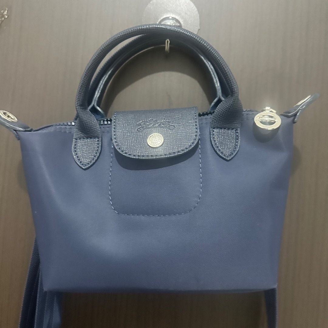 Longchamp Le Pliage Cuir XS Mini Shoulder Bag Navy Blue Outlet, Barang ...