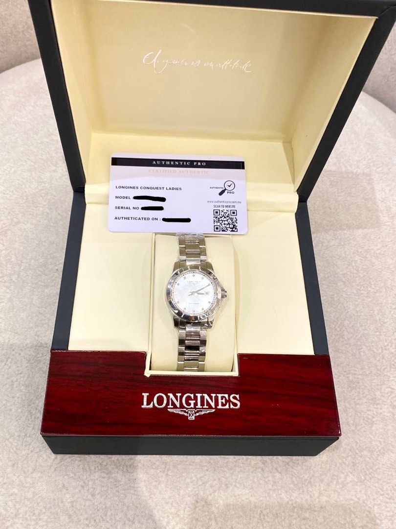LONGINES CONQUEST REF L3.376.4.87.6 MOTHER OF PEARL DIAMOND DIAL 29.5MM ...