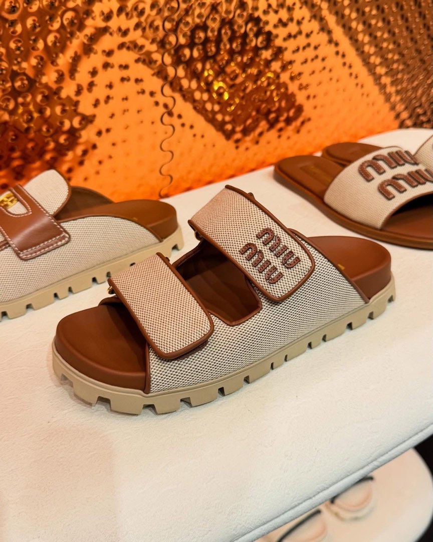Miu Miu Slides, Women's Fashion, Footwear, Flats & Sandals on Carousell