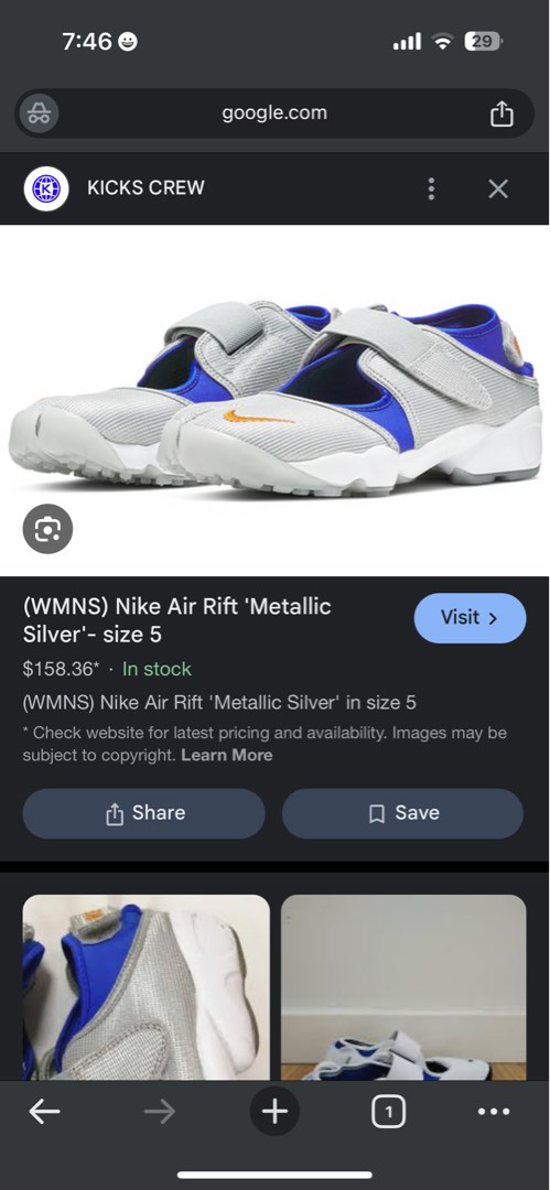 Nike Air rift metallic size 6 wmns, Women's Fashion, Footwear, Sneakers ...