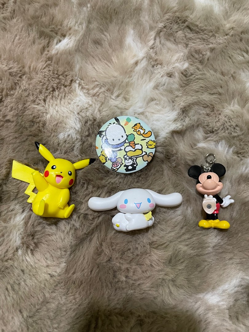 Pikachu, Cinnamoroll, Mickey & Totoro Badge Set (4pcs), Hobbies & Toys ...