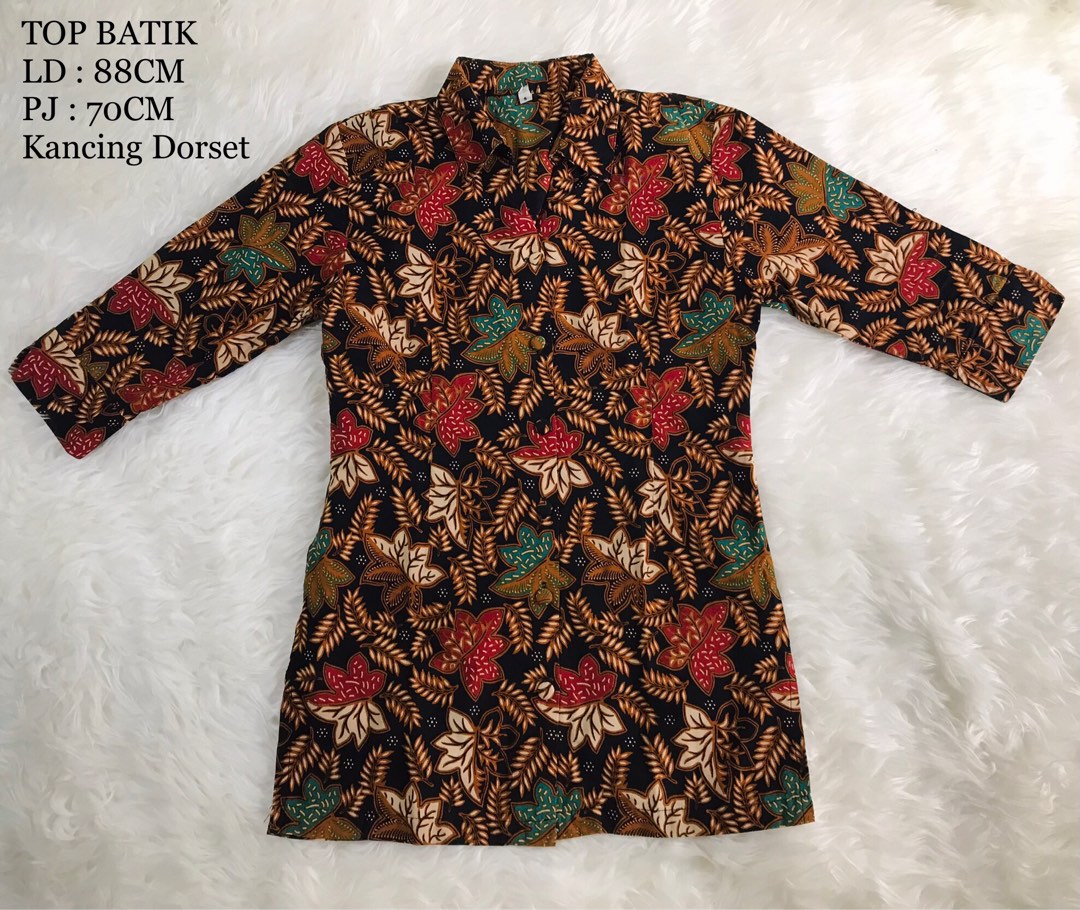 PRELOVED KEMEJA BATIK LENGAN 3/4 CANTIK, KANCING DORNET | KEMEJA KANTOR ...