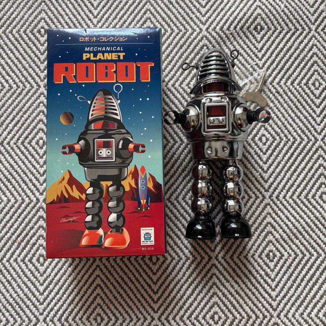 Robby tin toy robot chrome vintage retro hahatoys collectible winding ...