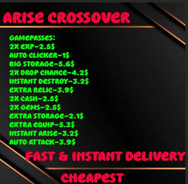Roblox Arise Crossover Gamepass, Video Gaming, Gaming Accessories, In-Game Products on Carousell