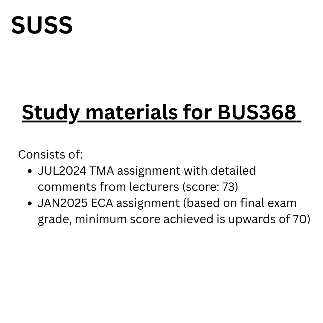 SUSS study notes for BUS368, Hobbies & Toys, Books & Magazines ...