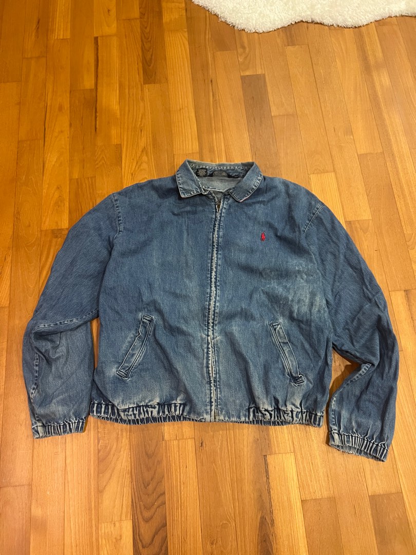 Vintage 1980s Ralph Lauren Made in USA Denim Harrington Jacket, Men's Fashion, Coats, Jackets ...