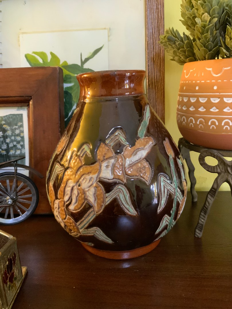 Vintage vas bunga Buli-buli keramik Meandallai Klampok, Antik, Pajangan ...