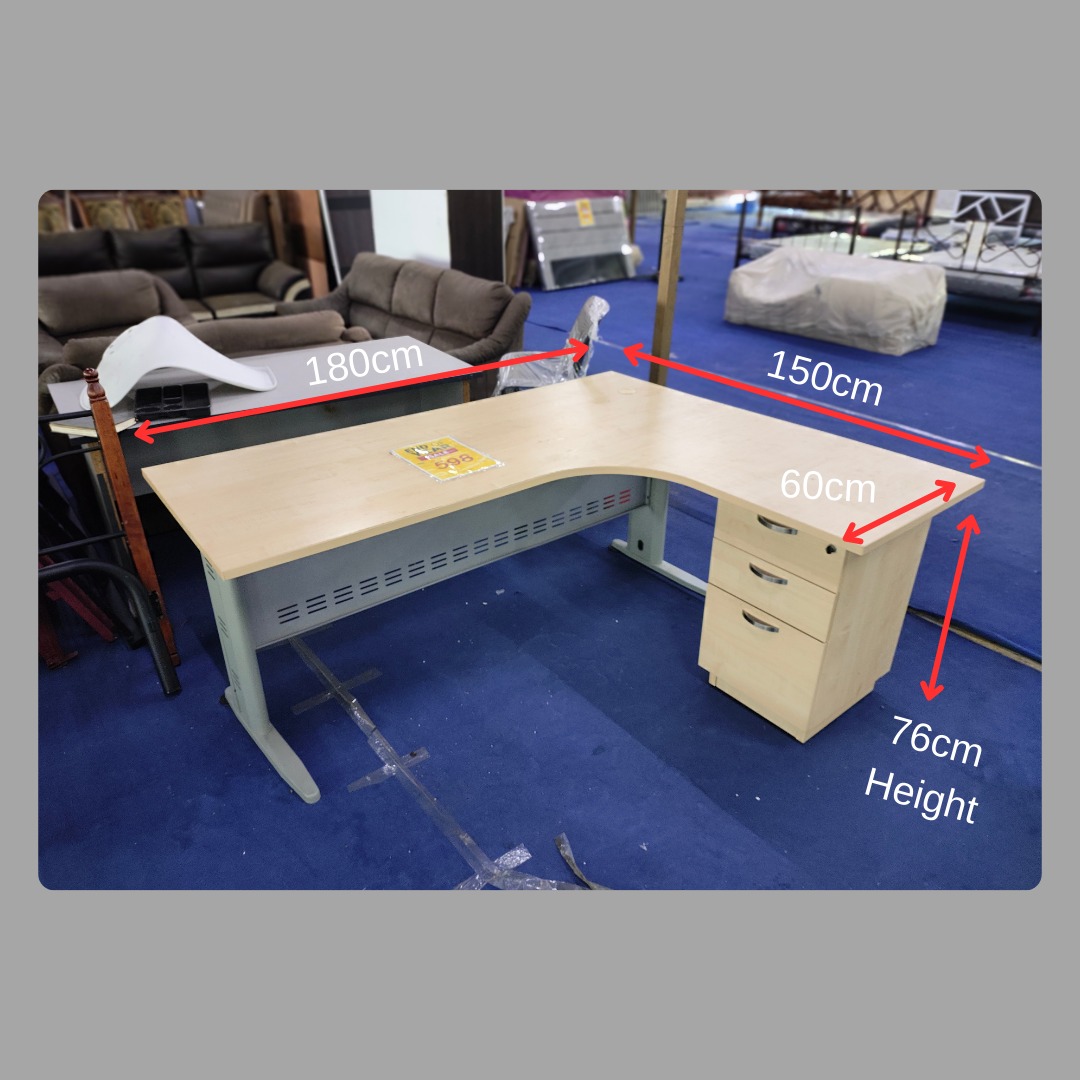 Workstation Office Table 6 Kaki Lebar+Drawer, Furniture & Home Living ...