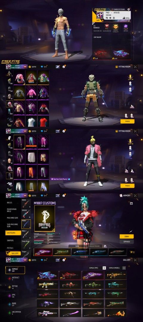 AKUN FF SPEK LUMAYAN GANTENG SG TROMPET+EVO, Video Game, Game di Carousell