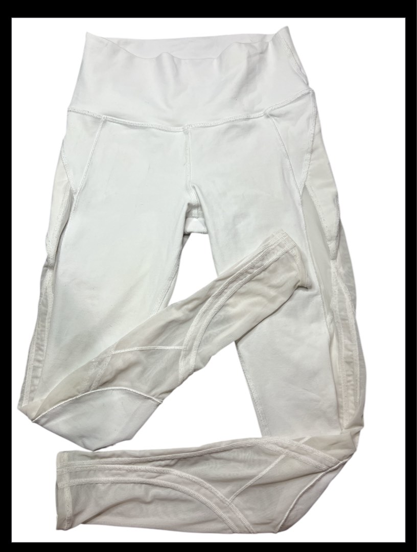 Alo yoga white mesh leggings, Women's Fashion, Activewear on Carousell