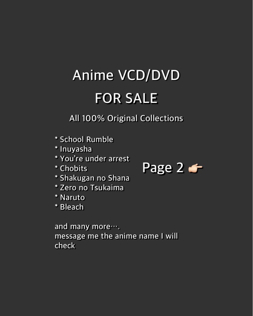 Anime DVD VCD Original Full Set Collection, Hobbies & Toys, Music ...