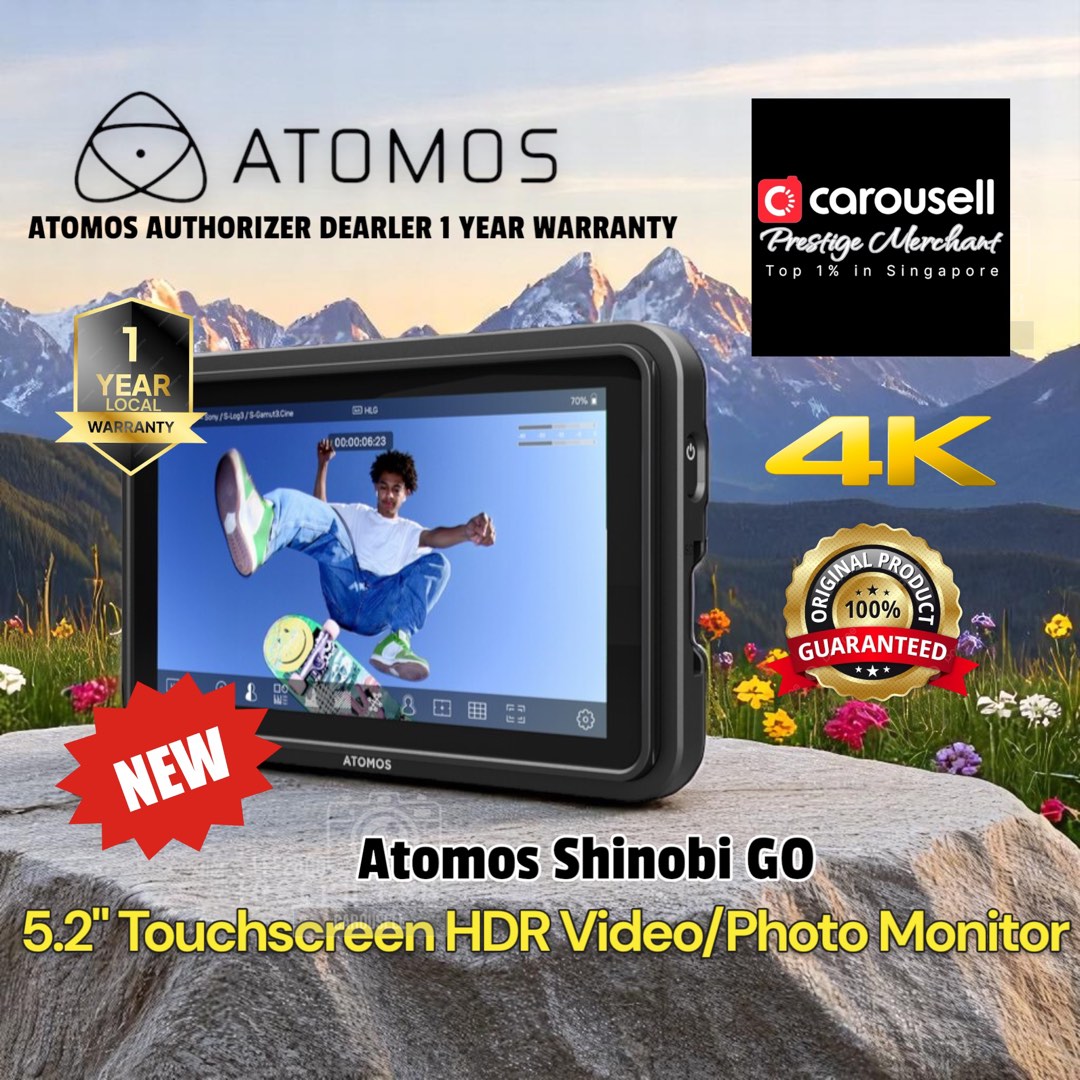ATOMOS SHINOBI GO 5.2" Touchscreen HDR Video/Photo Monitor (YEAR 2025 ...