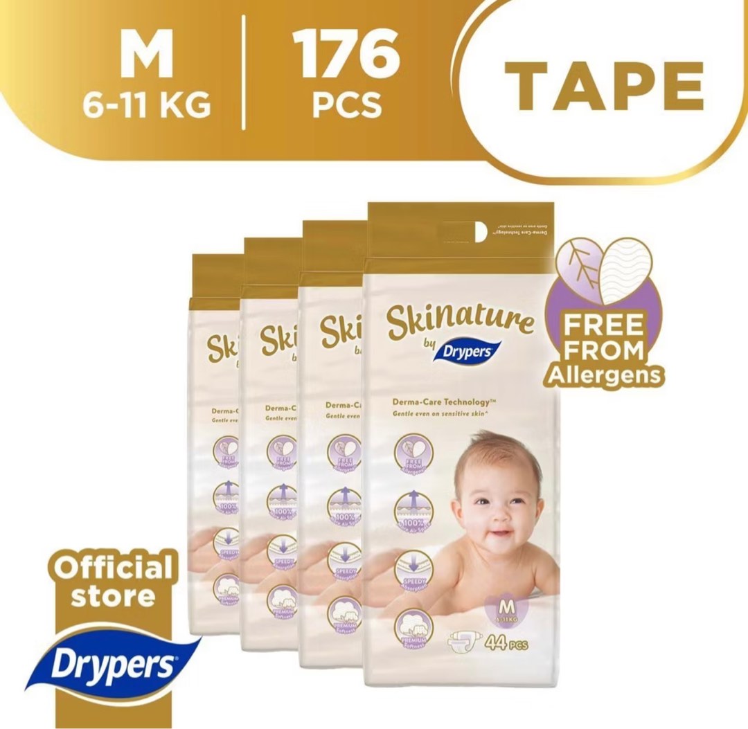 [Carton] Drypers Skinature M Tape Diapers, Babies & Kids, Bathing ...