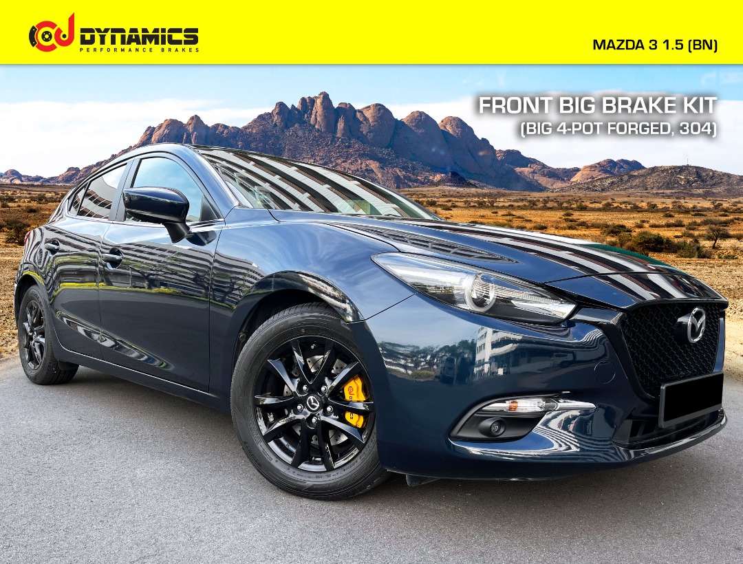 CJ DYNAMICS FRONT BIG BRAKE KIT (BIG 4-POT FORGED, 304) ON MAZDA 3 1.5 ...