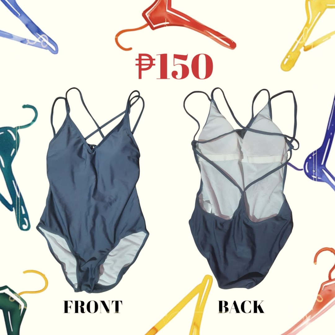 Classic Dark Blue Backless One Piece (Padded) Swimsuit, Women's Fashion ...