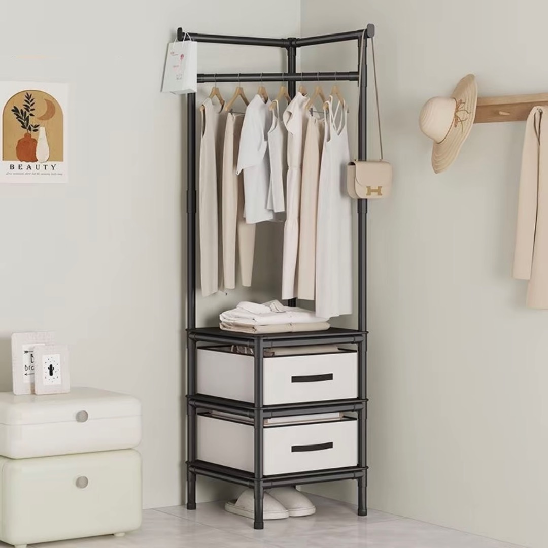Corner Clothes Rack | Clothes Hanging Rack | come can’t help We Storage ...
