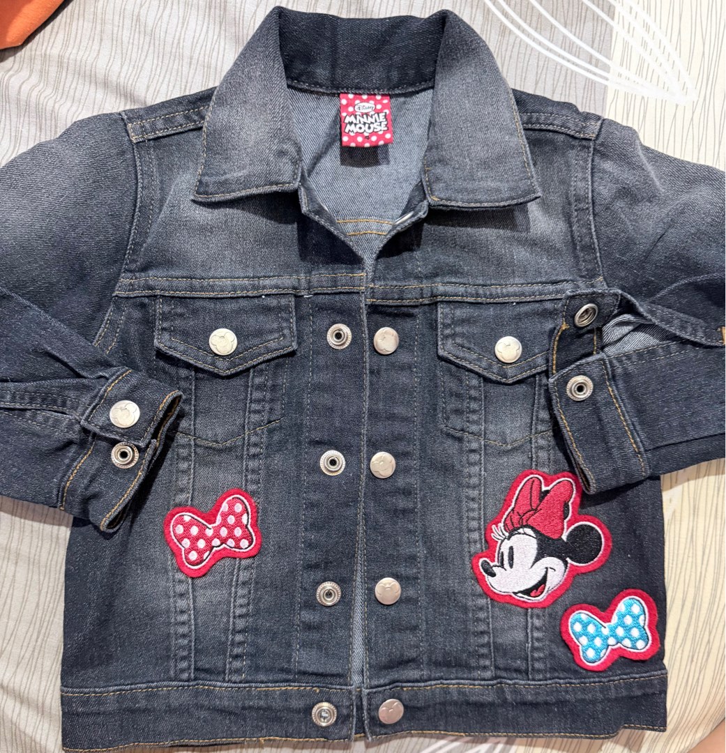 Disney Minnie Mouse Denim Jacket Faded Black 4T, Babies & Kids, Babies ...