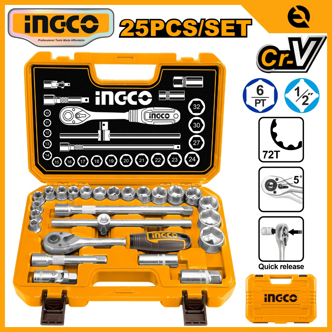 【FREE DELIVERY】INGCO 25PCS 1/2" SOCKET SET | SQUARE DRIVE | HKTS12251 ...