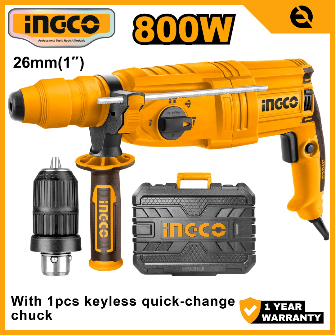 【FREE DELIVERY】INGCO 800W CORDED ROTARY HAMMER DRILL | MAX 26MM | QUICK ...