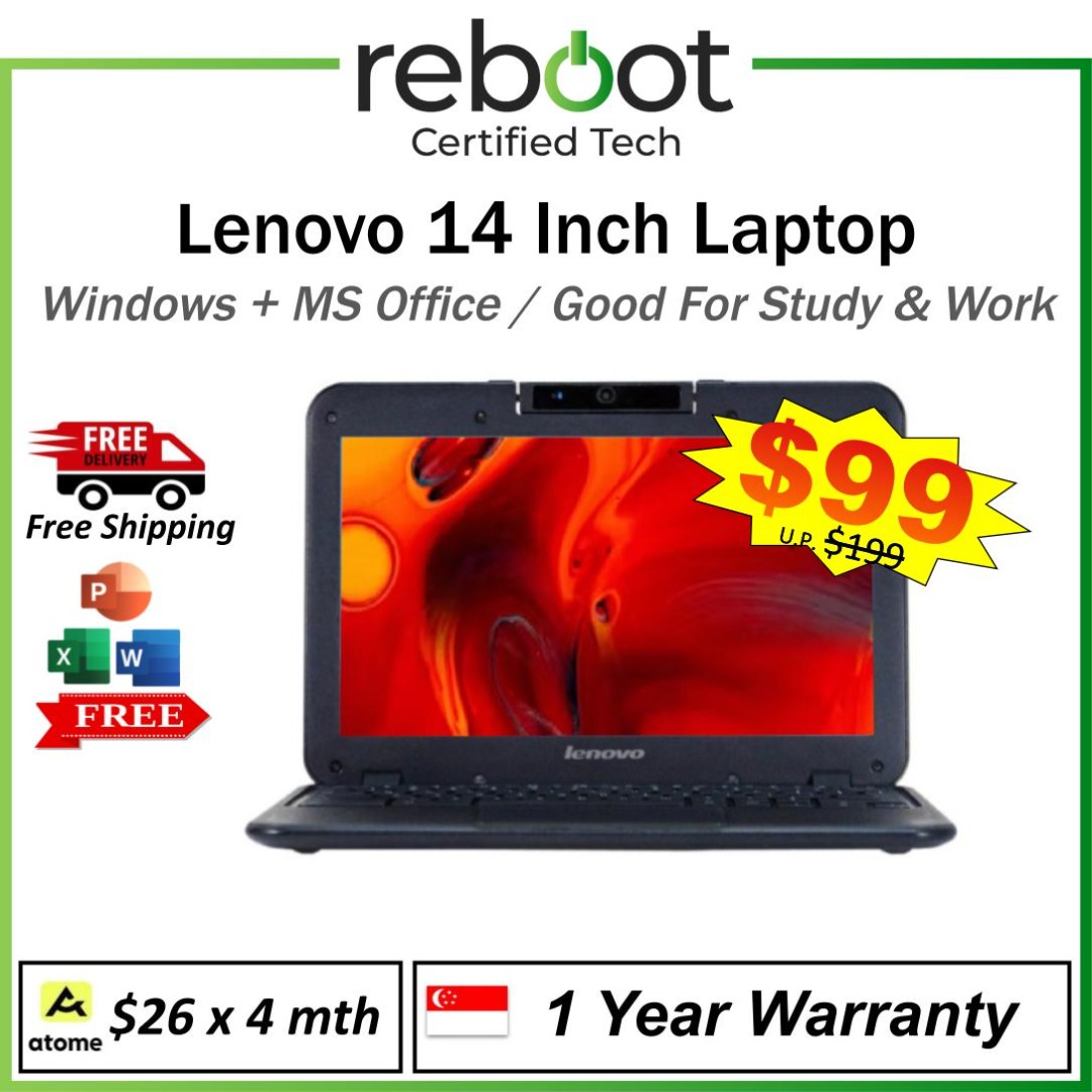 Lenovo 12 Inch Laptop - Available Lenovo 14 Inch - Free MS Office ...