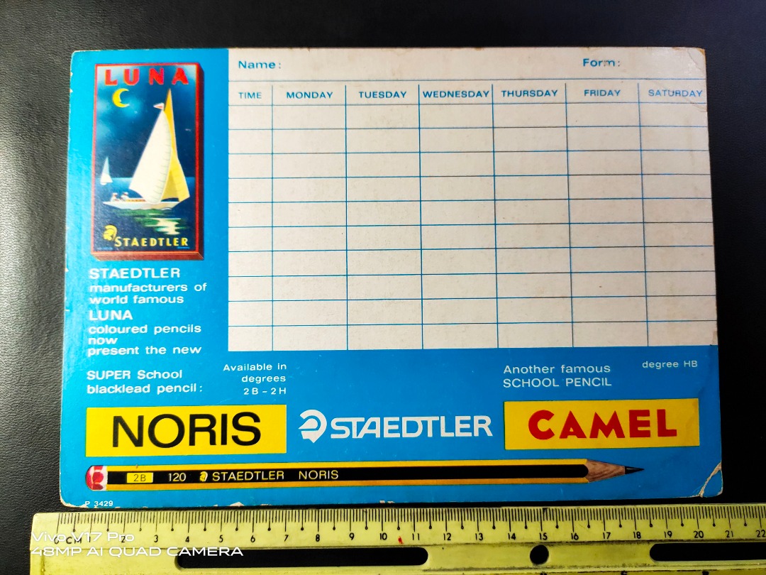 NOS-Old LUNA Staedtler Unused School Time-table, Hobbies & Toys ...
