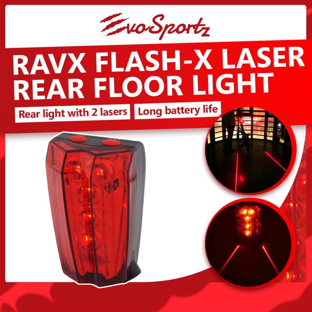 RavX Flash-X Laser Rear Floor Light | Bicycle Tail Light | Bike Red ...
