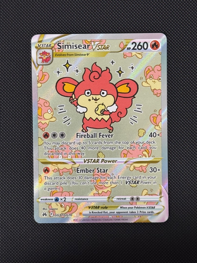 Simisear VSTAR Galarian Gallery - Pokemon TCG Crown Zenith, Hobbies ...