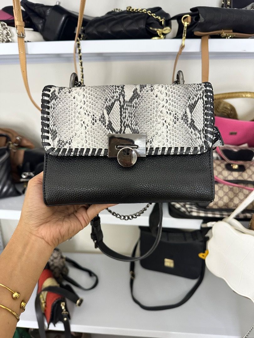 Snake Skin Leather Sling Bag - Black & White, Luxury, Bags & Wallets on ...