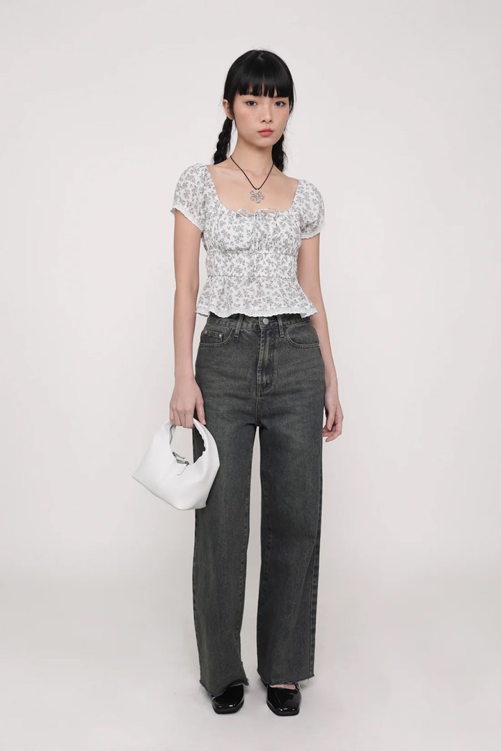 The Tinsel Rack Winnie Shirred Babydoll Top Mini Blooms, Women's Fashion, Tops, Other Tops on ...