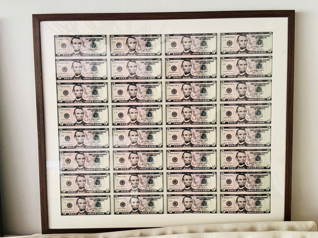 Uncut $5 USD x 32 Collectible Currency with Wood Frame, Hobbies & Toys ...