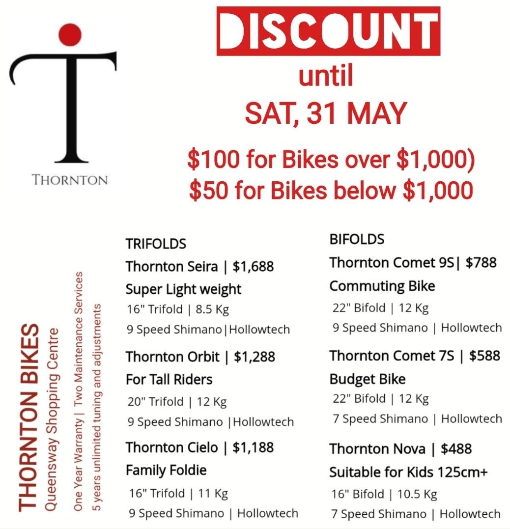 Upto $100 discount on Foldable Bicycles | Thornton Bikes, Queensway ...