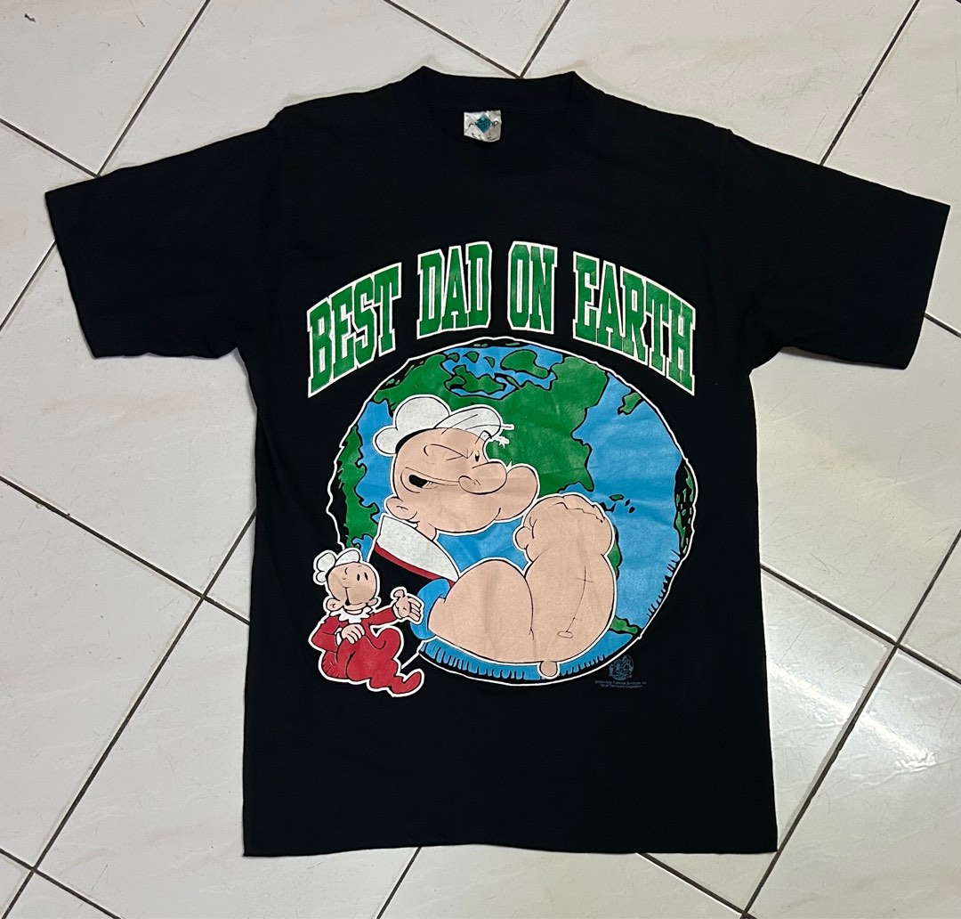 Vintage Popeye Best Dad On Earth, Men's Fashion, Activewear on Carousell