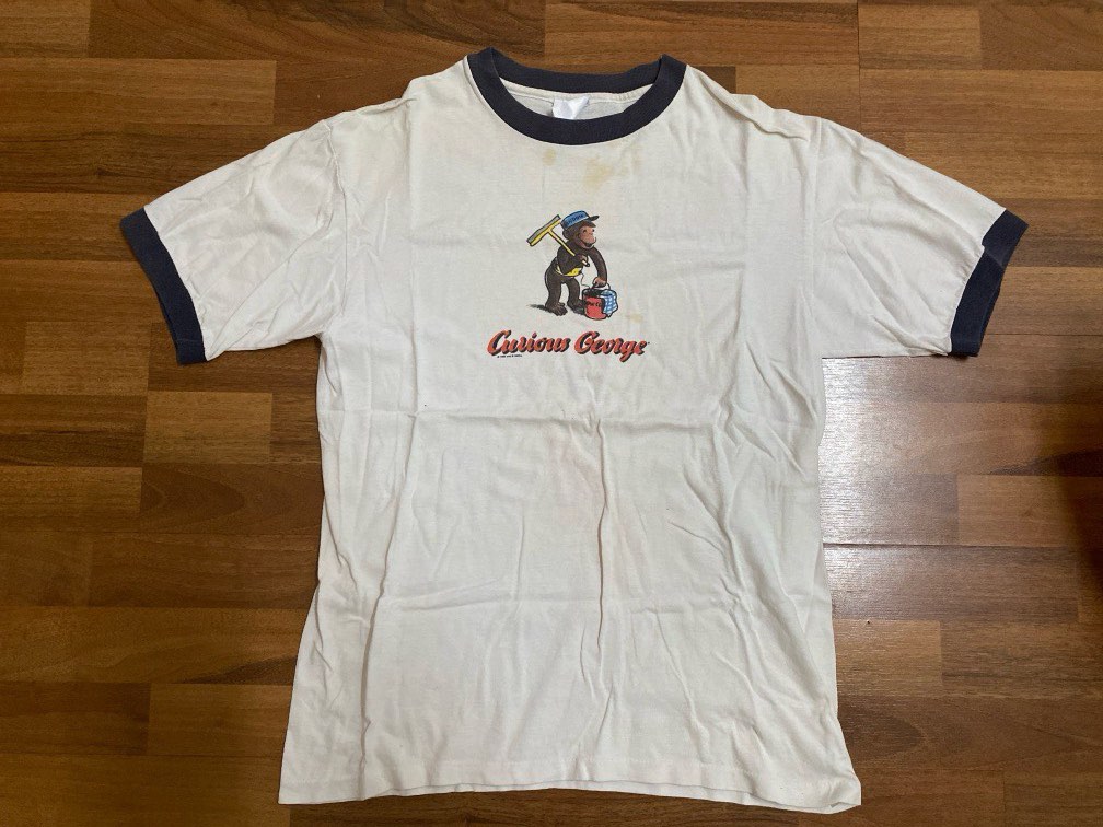 Vintage ringer curious george @1995 copyright, Men's Fashion, Tops ...