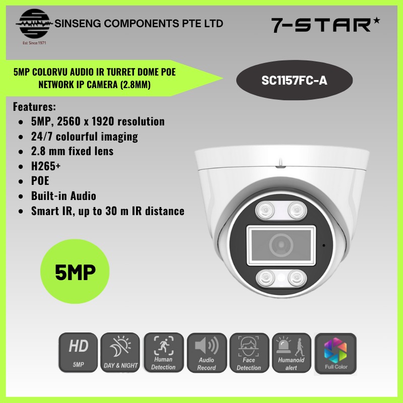 7-STAR* IP ColorVu 5MP Full-Colour Warm LED IR Night Vision with Built ...