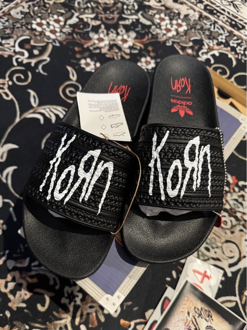Adidas Adilette x Korn, Men's Fashion, Footwear, Flipflops and Slides ...