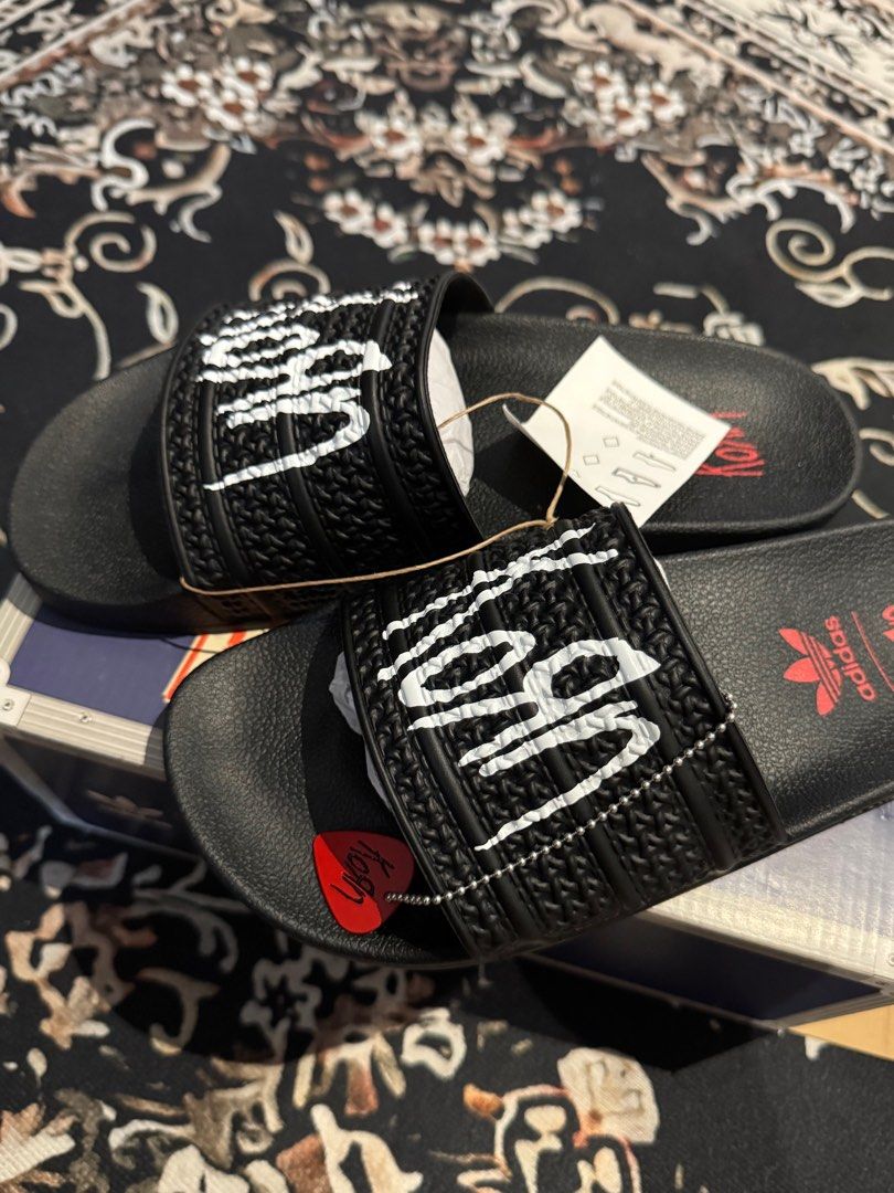 Adidas Adilette x Korn, Men's Fashion, Footwear, Flipflops and Slides ...