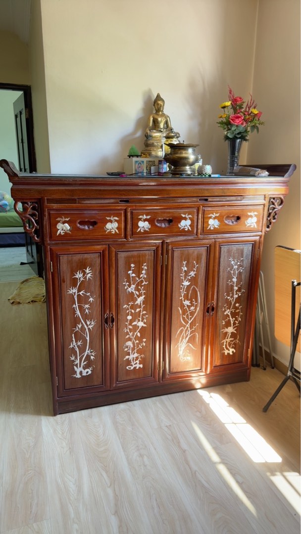 Antique Wooden Cabinet with Mother of Pearl Inlay, Furniture & Home ...