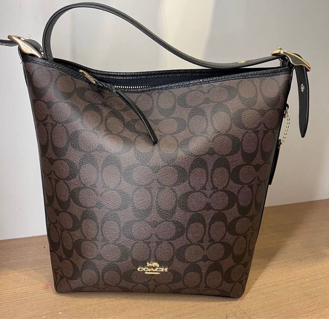 Coach Val Duffle Bag with Signature Canvas in Walnut/Black, Luxury ...