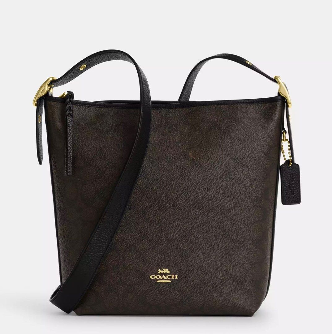 Coach Val Duffle Bag with Signature Canvas in Walnut/Black, Luxury ...