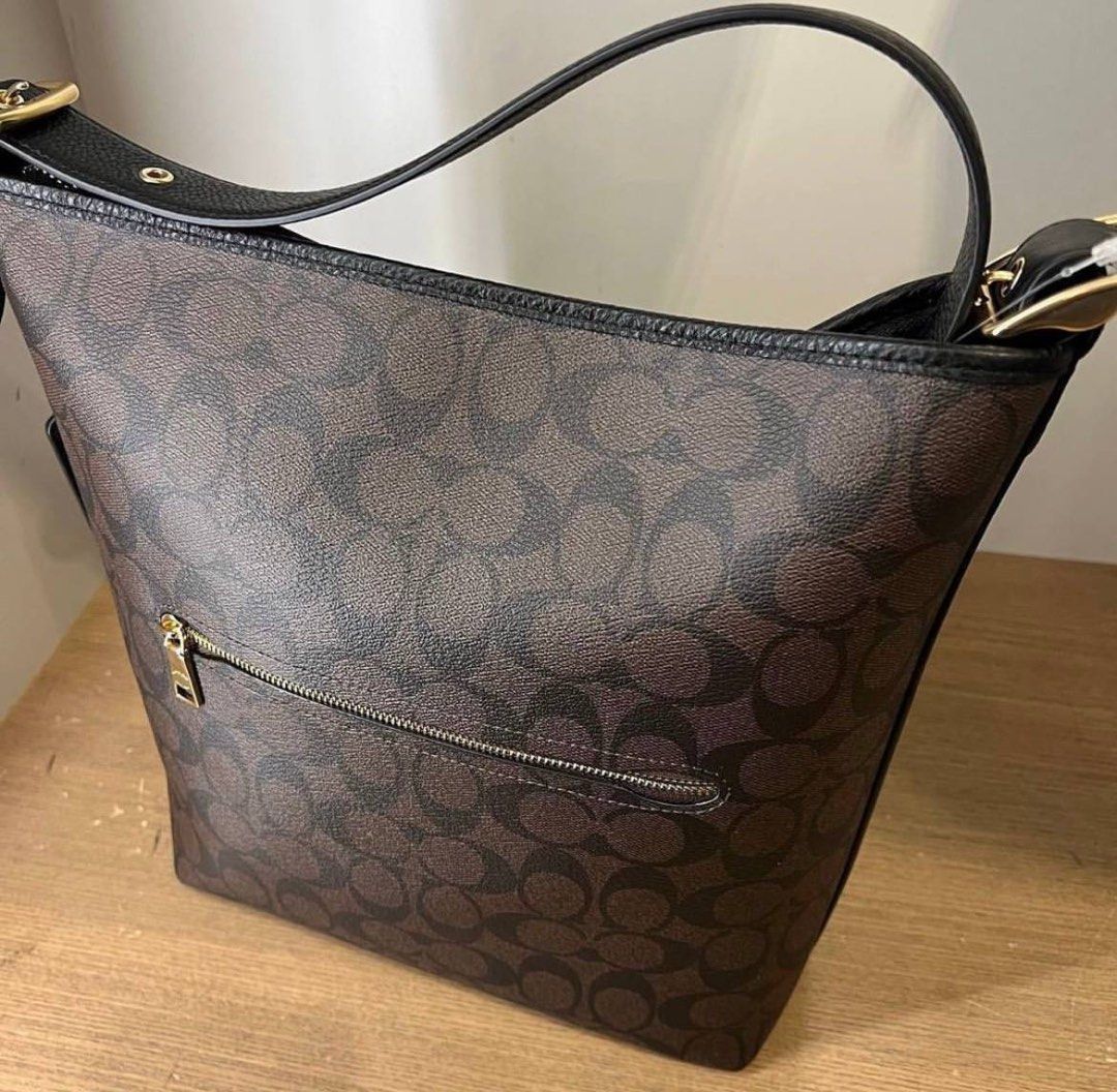 Coach Val Duffle Bag with Signature Canvas in Walnut/Black, Luxury ...