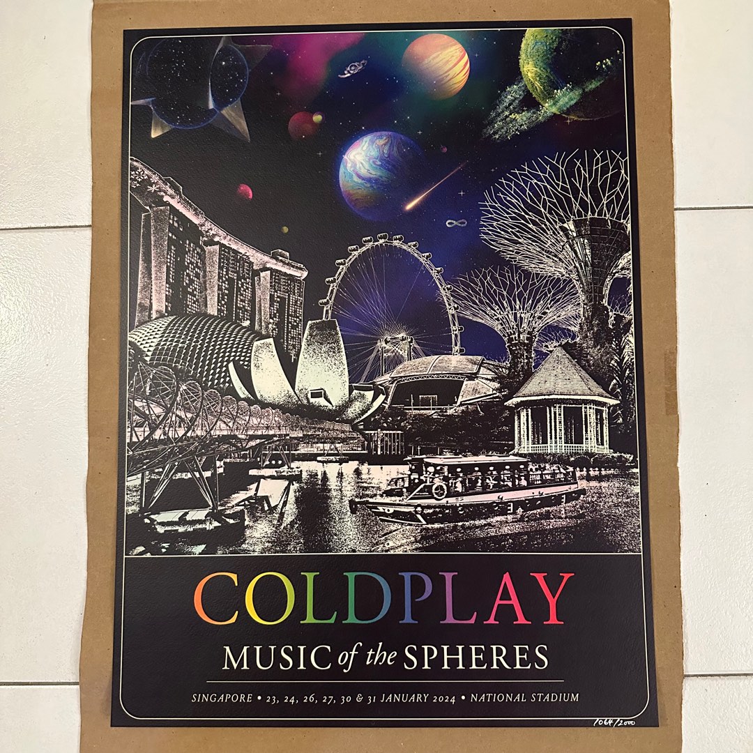 Coldplay Lithograph / Poster Singapore 2024, Hobbies & Toys, Music & Media, Music Accessories on ...